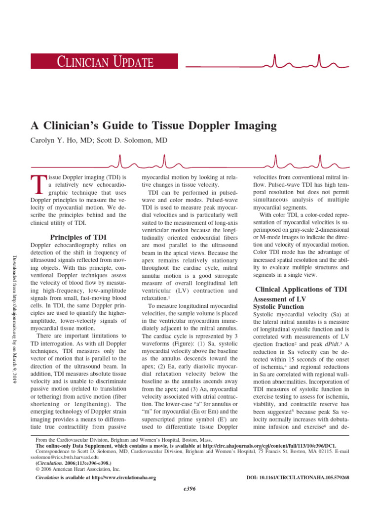 Tissue Doppler Imaging: A Clinician's Guide | PDF | Diastole | Doppler ...