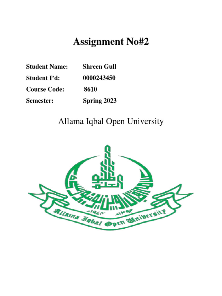 8610 Assignment No 2 | PDF | Learning | Cognitive Development