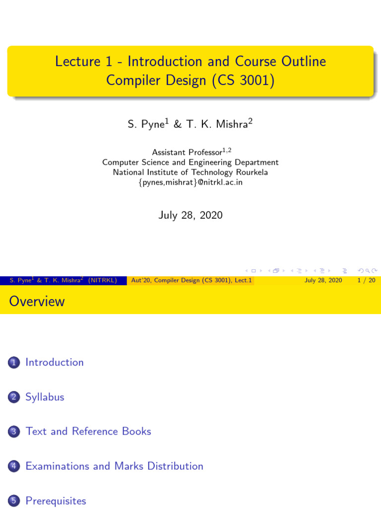 Cs 3001 Lecture1 | PDF | Compiler | Parsing