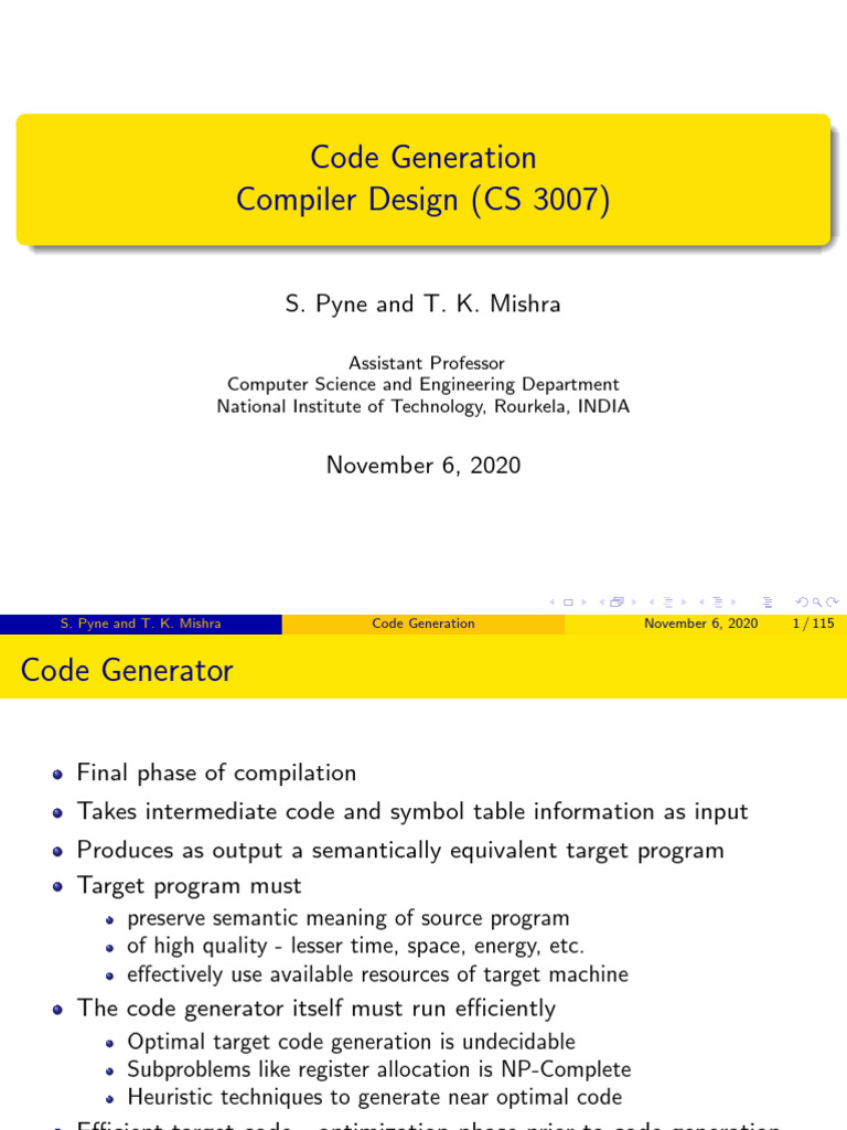 CS3007 Code Generation | PDF | Cpu Cache | Program Optimization CS3007 Code Generation | PDF | Cpu Cache | Program Optimization