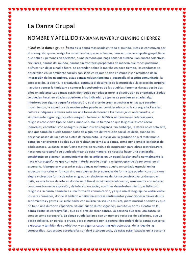 Importancia de la Danza Grupal | PDF | Bailes | Las artes escénicas