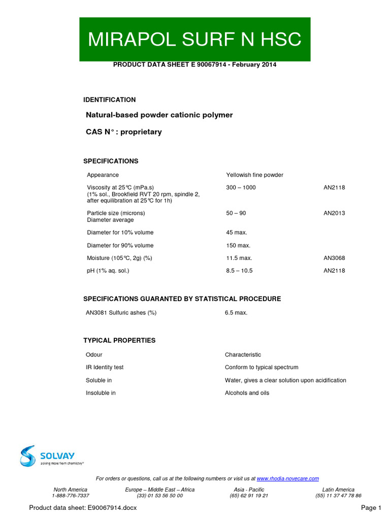 Mirapol Surf N HSC | PDF | Materials | Physical Sciences