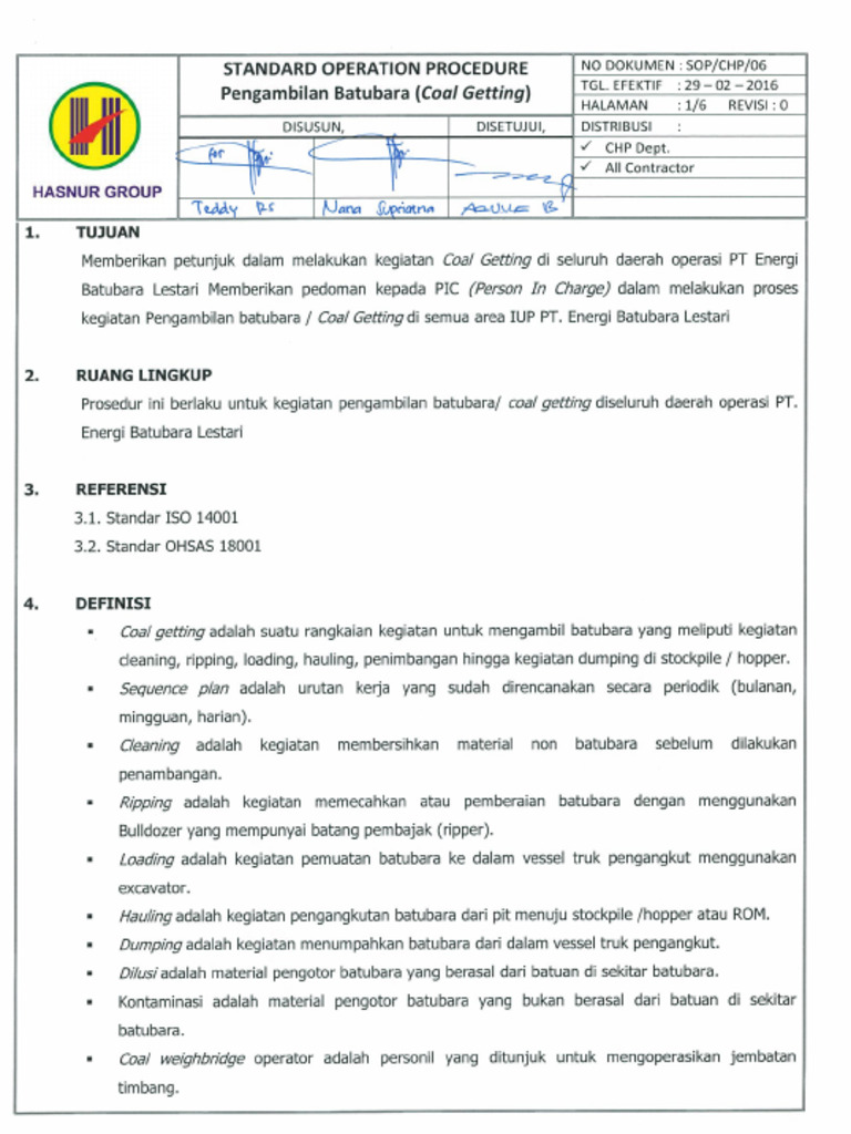SOP-CHP-06 (0) Coal Getting | PDF