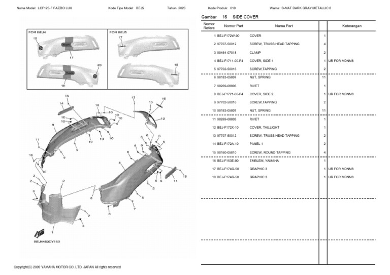 15 LCF125-F Fazzio Lux Side Cover | PDF | Metalworking | Mechanical ...