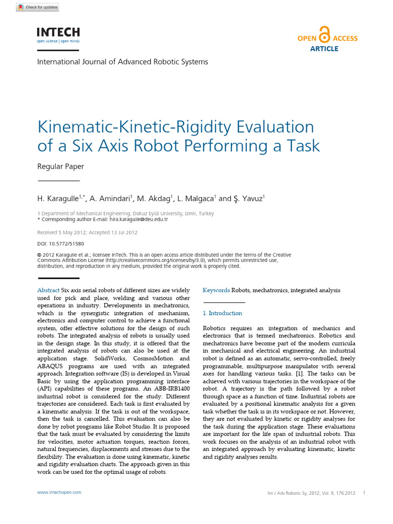 Karagulle Et Al 2012 Kinematic Kinetic Rigidity Evaluation of A Six ...