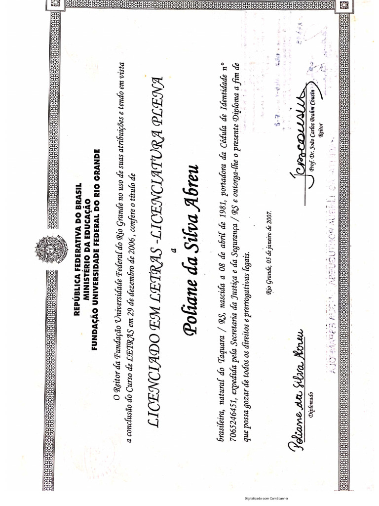 Diploma Letras Frente | PDF