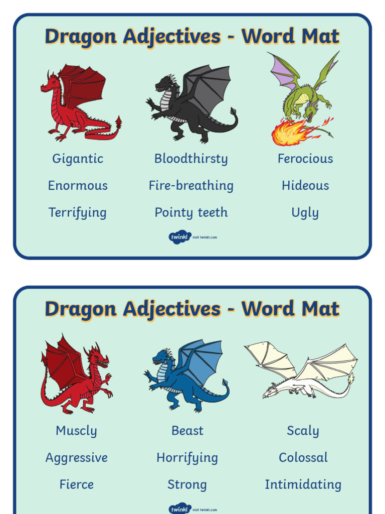 Dragon Adjectives | PDF | Language Arts & Discipline | Law