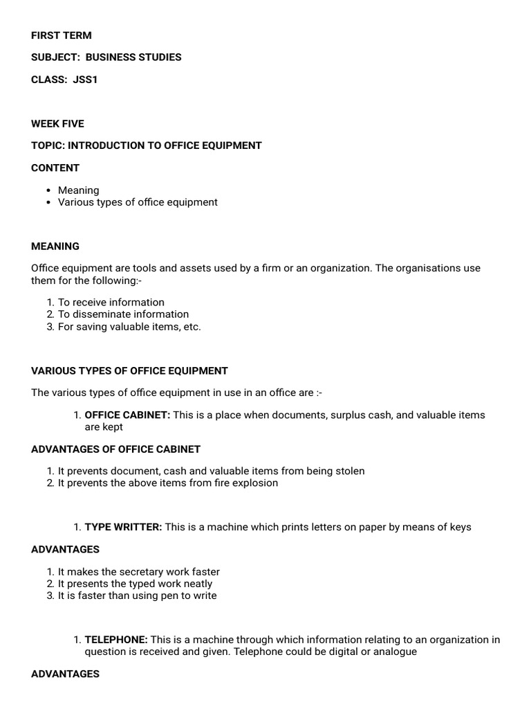 Introduction to Office Equipment | PDF | Information | Typewriter