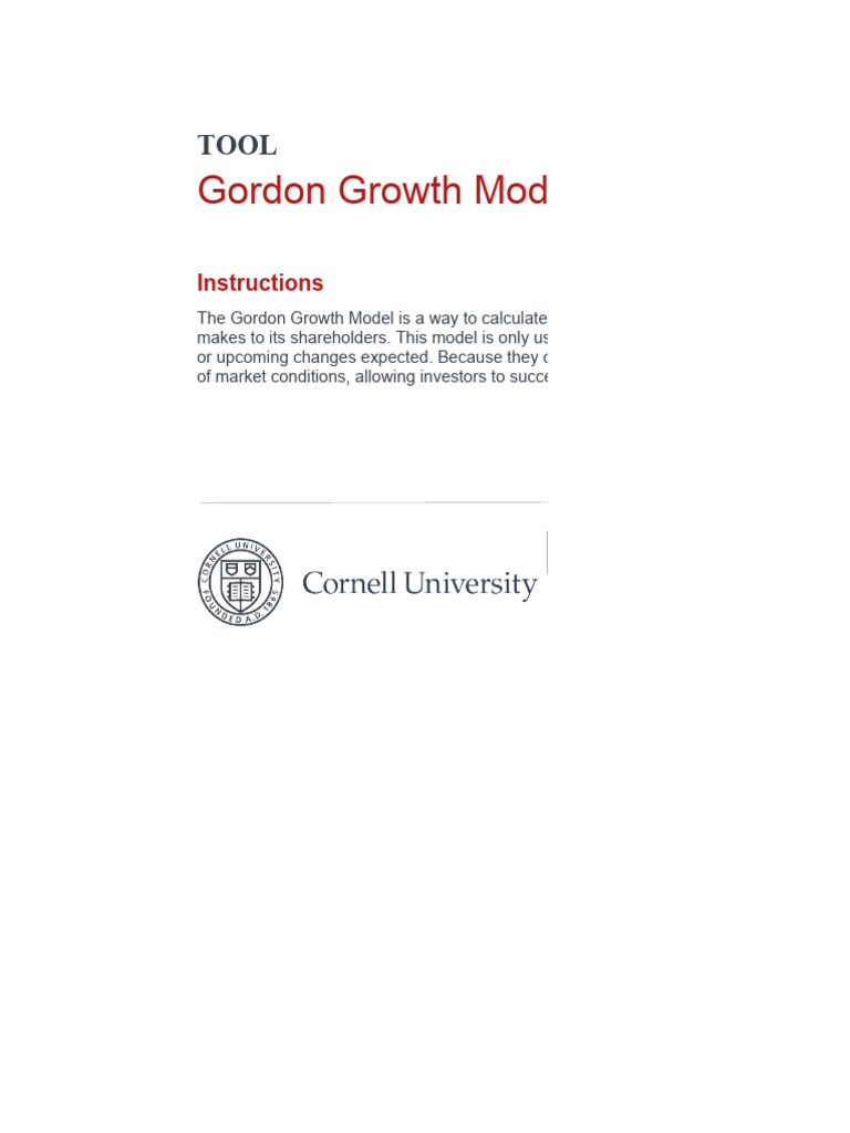 Bana5000 Tool Gordon Growth Model | PDF | Valuation (Finance) | Net ...