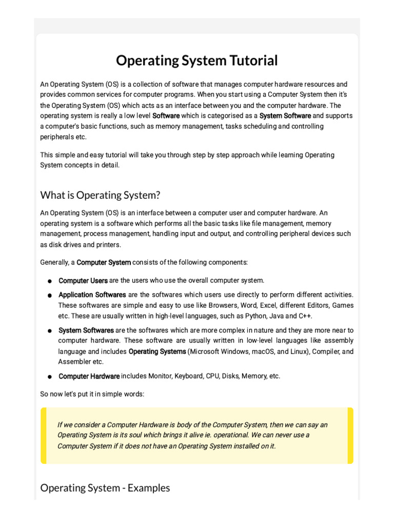 Operating System Notes | PDF | Operating System | Computer Data Storage Operating System Notes | PDF | Operating System | Computer Data Storage