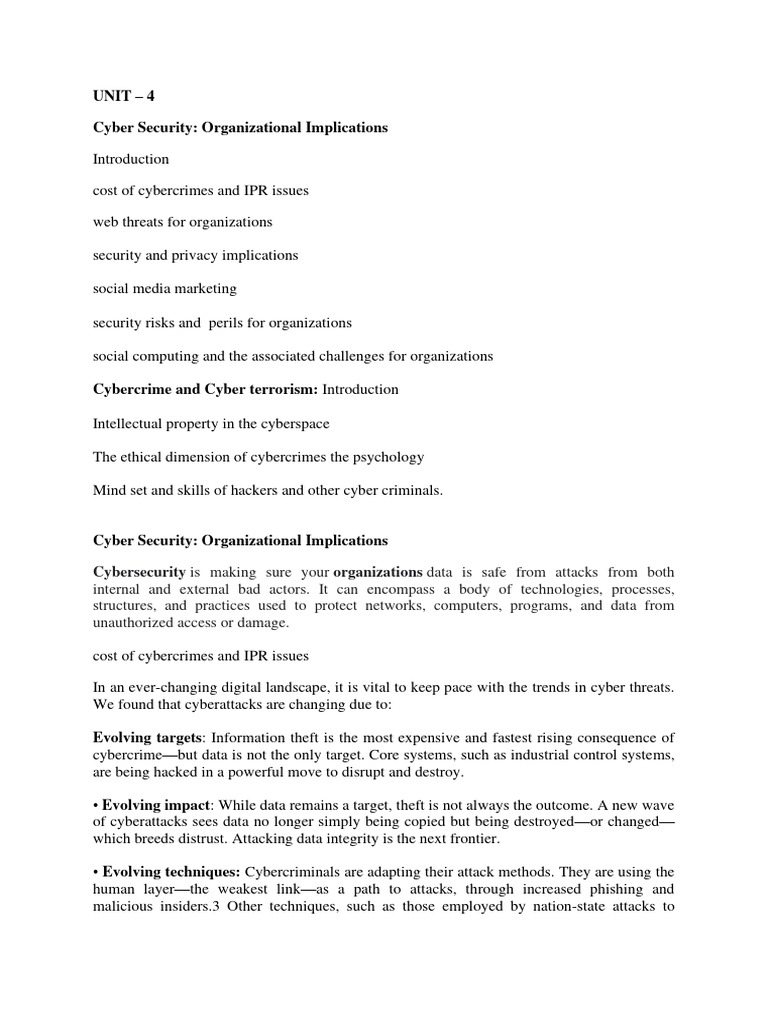 CYBER SECURITY UNIT-4 | PDF | Malware | Security