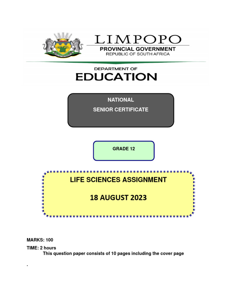 LFSC GR 12 Assignment LIM2023 QP ENG | PDF | Homo | Bipedalism