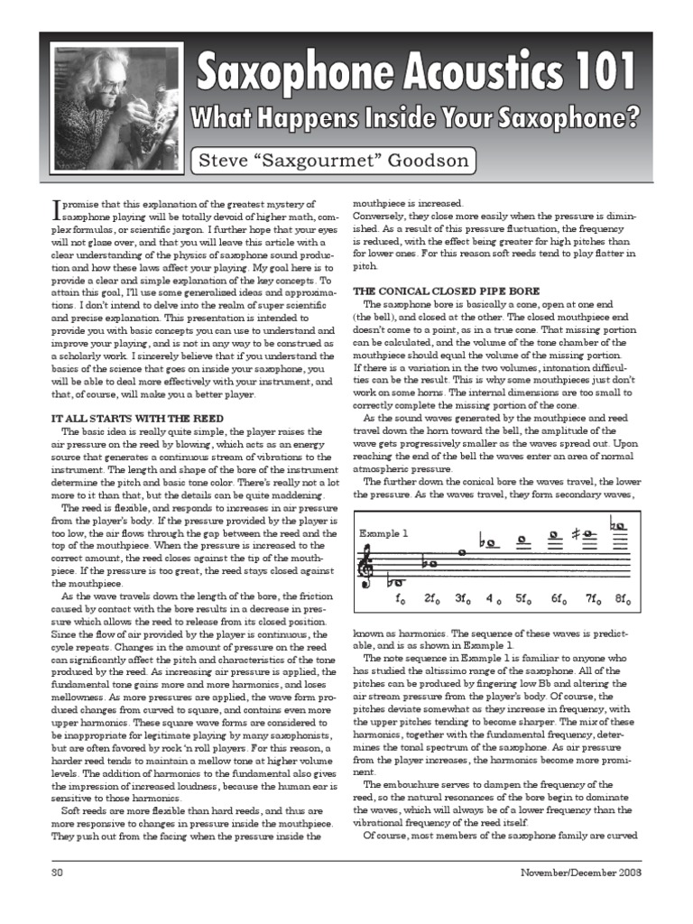 Sax Acoustics 101 | PDF | Saxophone | Pitch (Music)