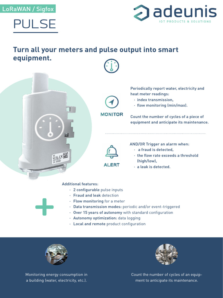 Datasheet Adeunis PULSE LORAWAN AS-US-AU RC2-4 en | PDF | Wireless | Radio