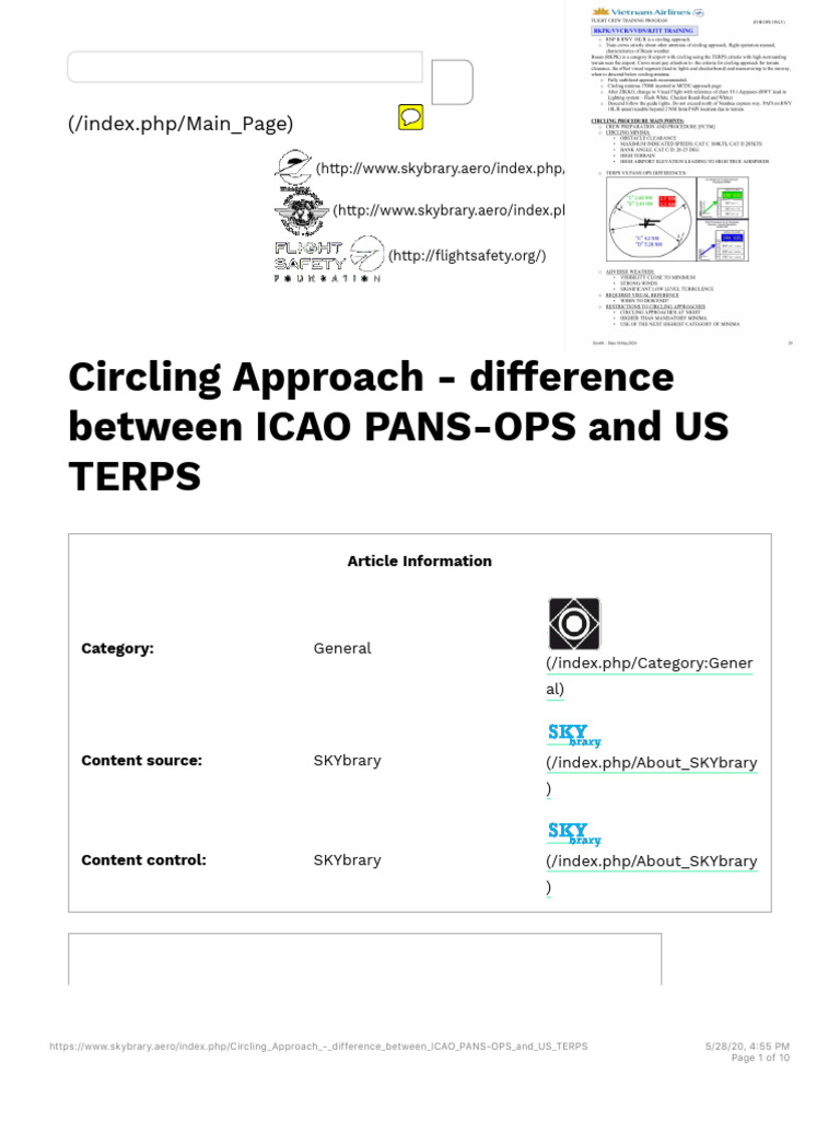 ICAO PANS-OPS vs US TERPS: Circling Approach Differences | PDF ...