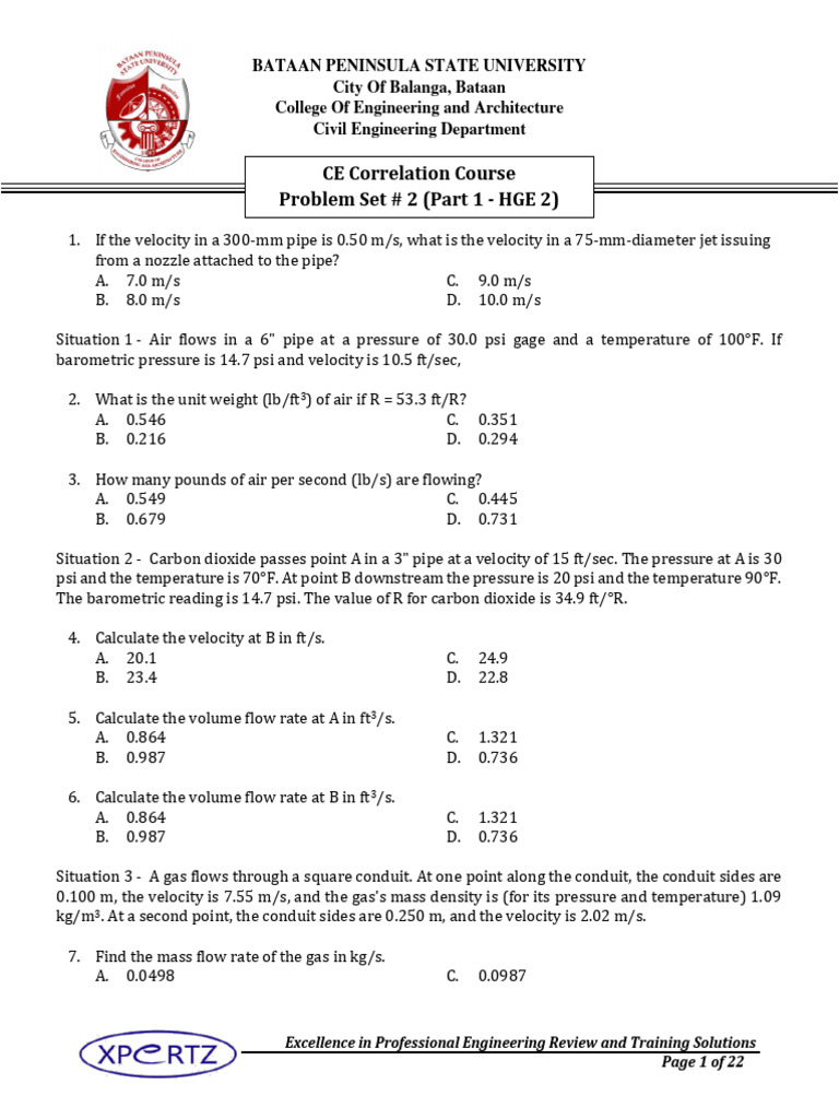 Bpsu - Problem Set # 2 (Hge 2 & Design 2) | PDF | Stress (Mechanics) | Flow Measurement