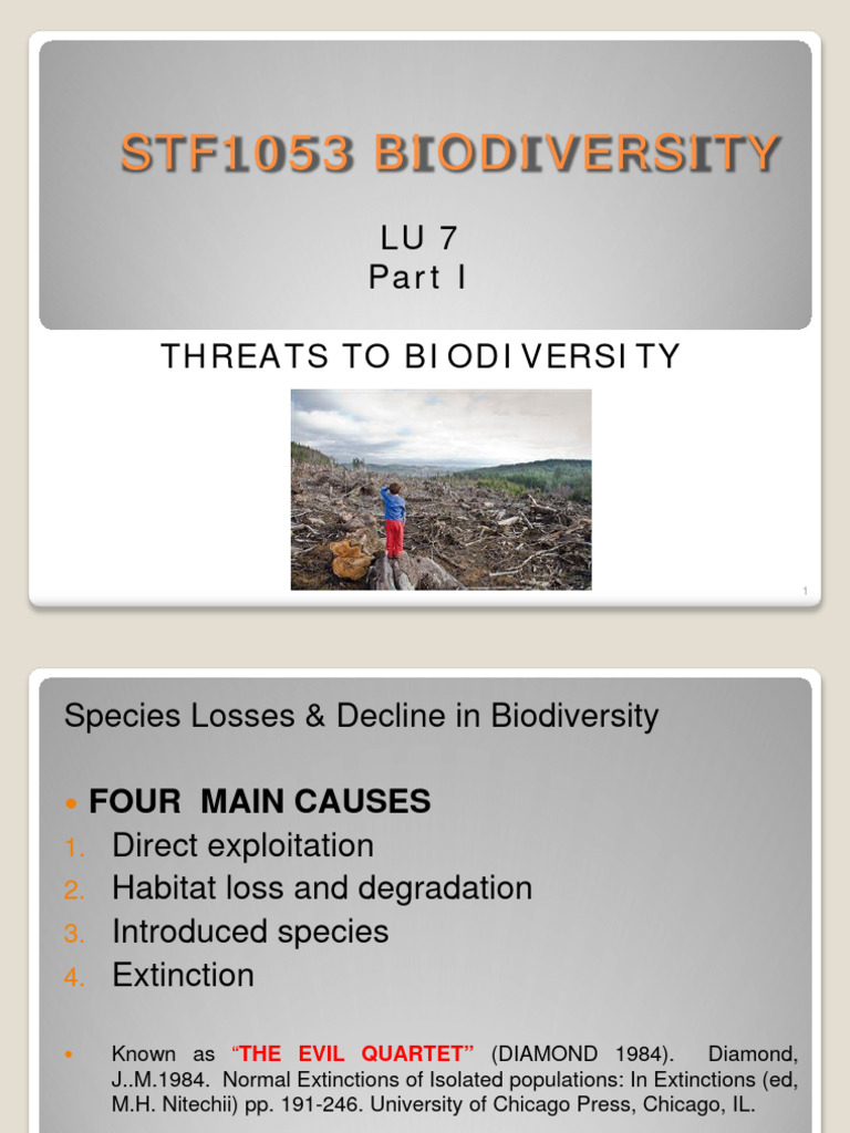 (Lu7) STF1053 Biodiversity - Threats | PDF | Habitat Destruction ...