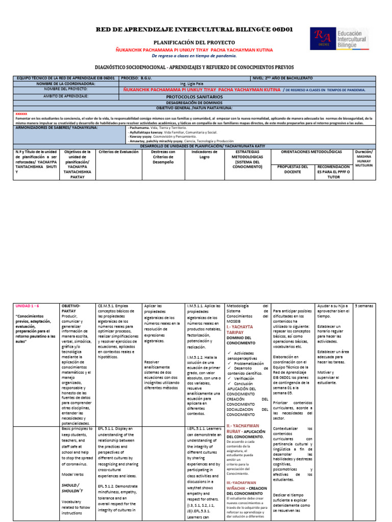 2do Bgu Proyecto Cero Regreso A Clases en Tiempo de Pandemia - Covid 19 | PDF | Evolución | Adn