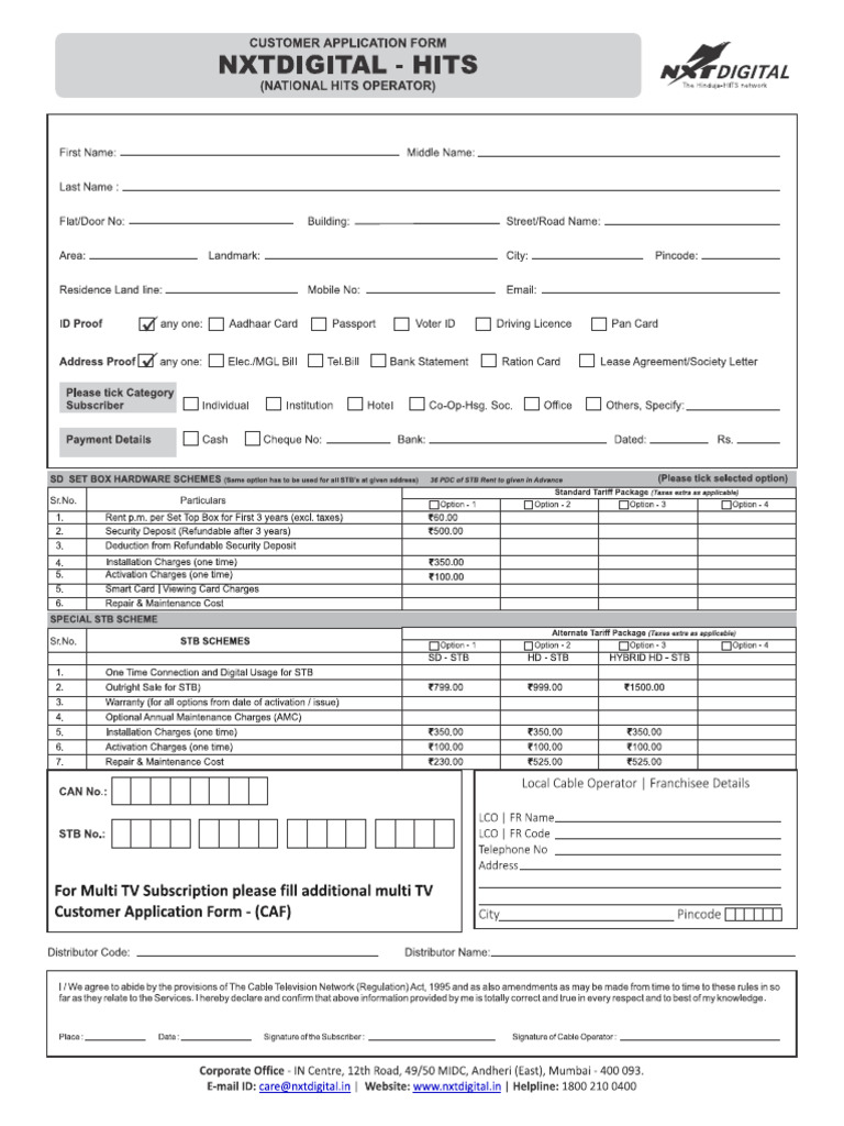 Customer Application Form | PDF