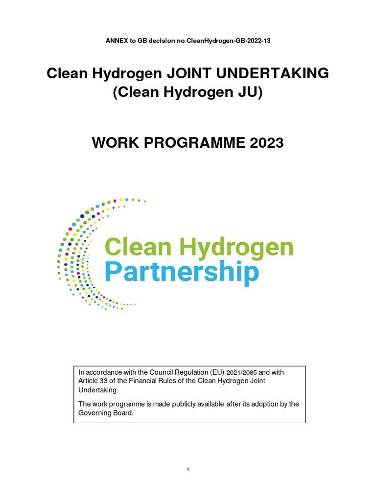 Clean Hydrogen JU AWP 2023 - 0 | PDF | European Union | Natural Gas