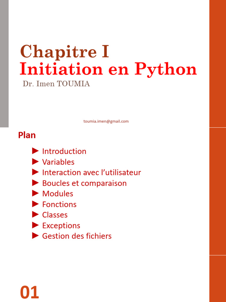 Chapitre 1 | PDF | Python (Langage de programmation) | Programmation informatique