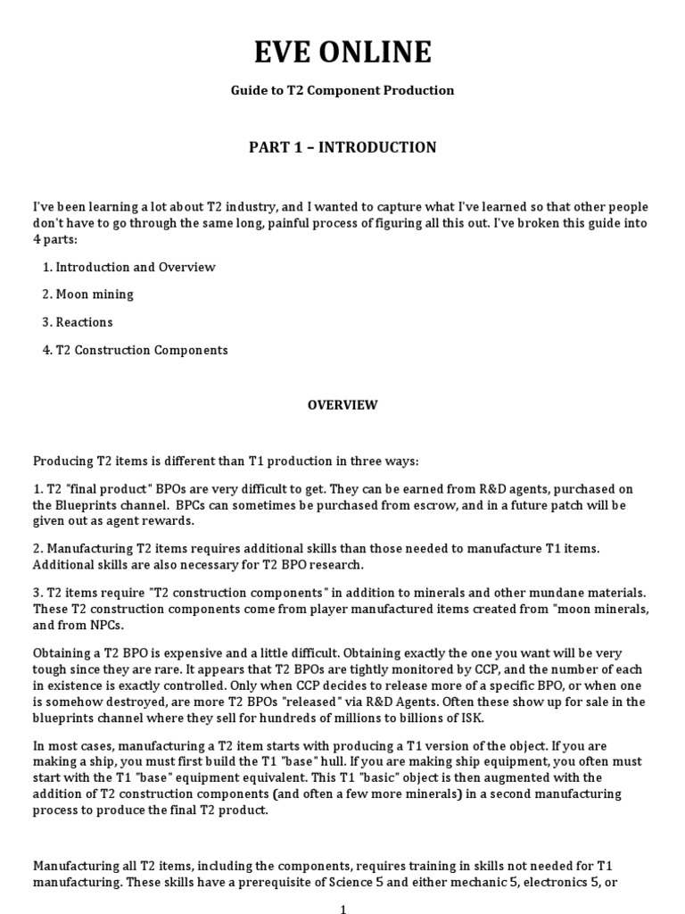 EVE Online T2 Component Production Guide | PDF | Metals | Chemical ...