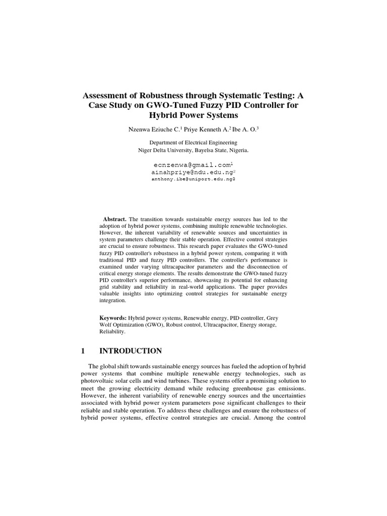 Fuzzy-P.I.D. Control For Enhanced Power Flow Stability in Hybrid ...