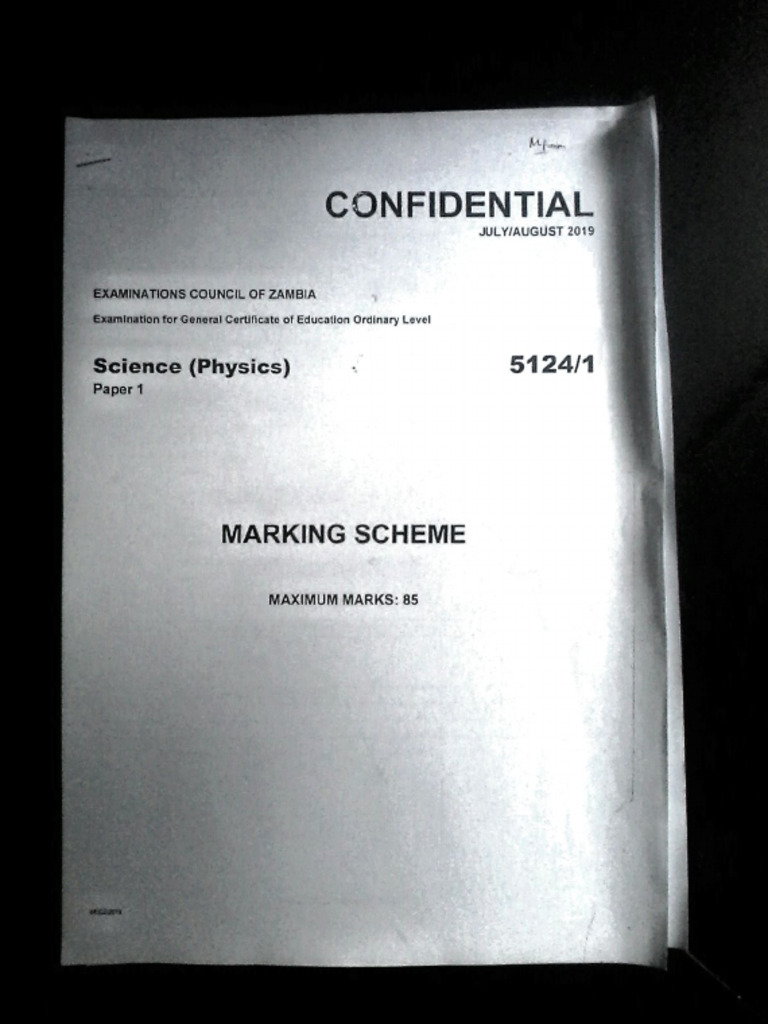 2019 Physics GCE Marking Key | PDF