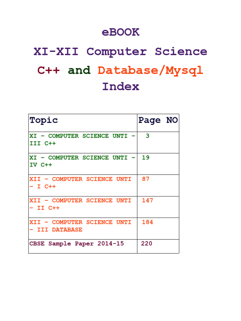 Ebook XI-XII CS | PDF | Boolean Data Type | C++