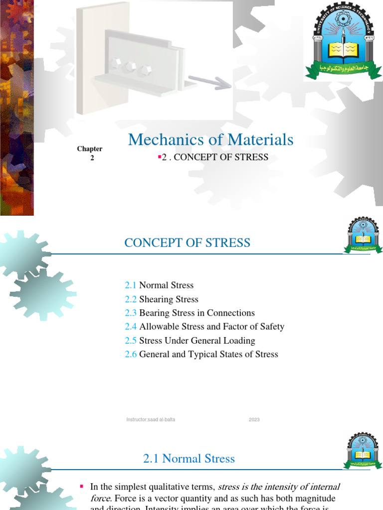 Mechanics of Materials 2 Concept of Stress | PDF | Stress (Mechanics) | Strength Of Materials