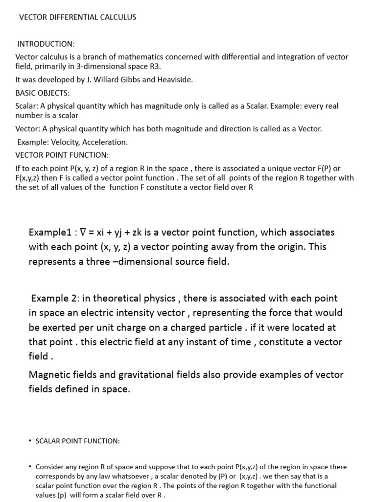 Week 8 Vector-Differential-Calculus Intro | PDF | Euclidean Vector ...