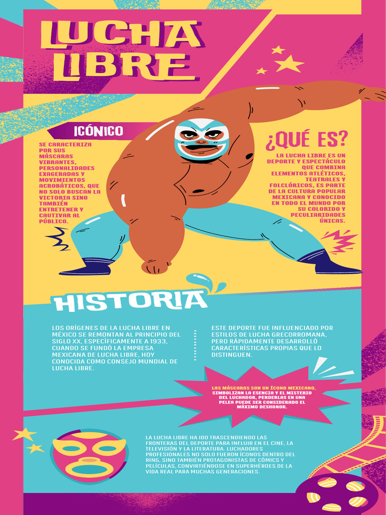 Infografía Lucha Libre Mexicana Ilustrada Rosa y Amarillo | PDF | Historia