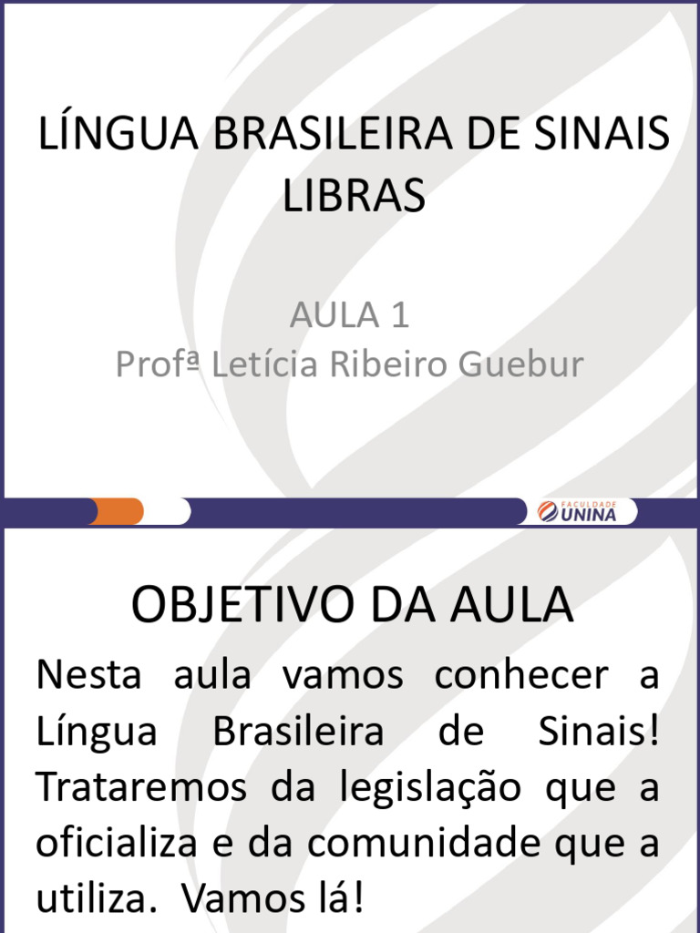 Slide Aula 1 - Libras | Download grátis PDF | Surdez | Linguística