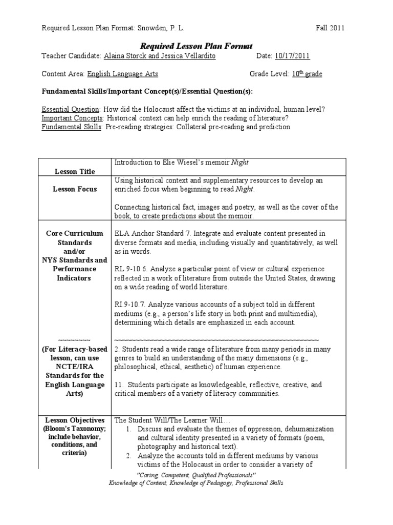 10th Grade ELA: Holocaust Lesson | PDF | Lesson Plan | Educational ...