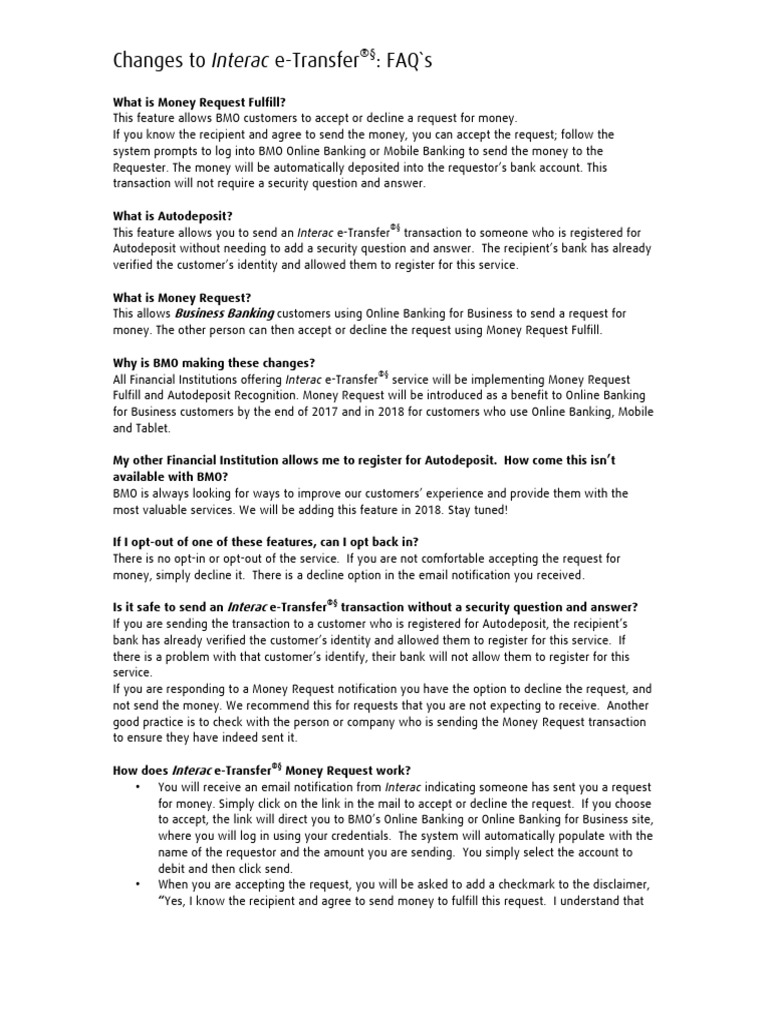 Mass Interac Etransfer Enhancements FAQs EN | PDF | Money | Banks