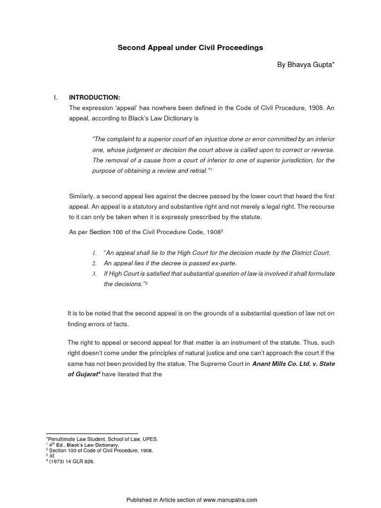 Understanding Second Appeals in Civil Law | PDF | Appeal | Question Of Law