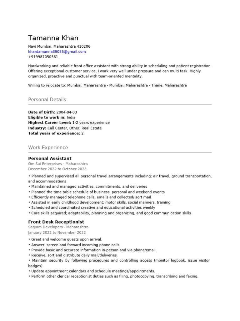 Tamanna Khan | PDF | Career & Growth