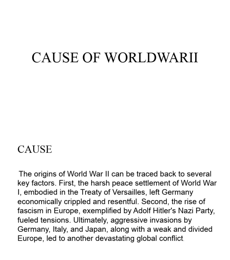 Cause of Wwii | PDF
