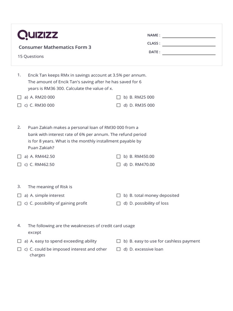 Form 3 Chapter 3 | PDF | Interest | Credit
