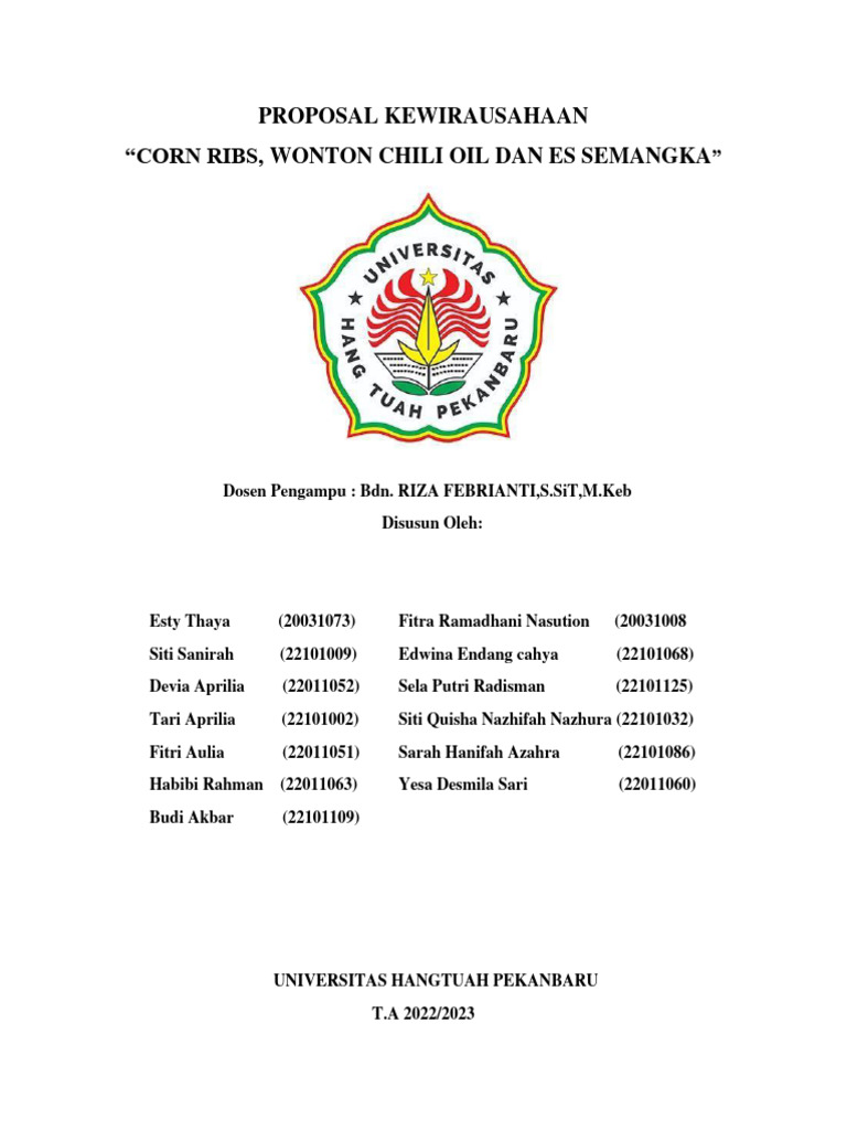 Proposal Kewirausahan Kel 1 | PDF