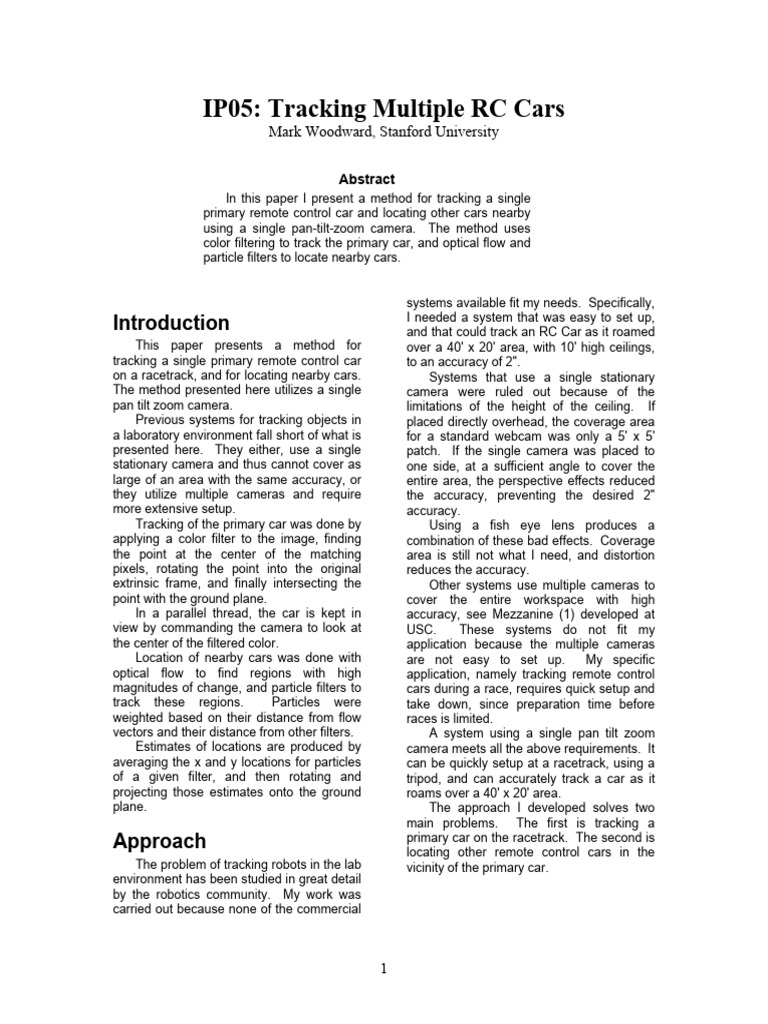 Tracking Multiple RC Cars | PDF | Optics | Camera