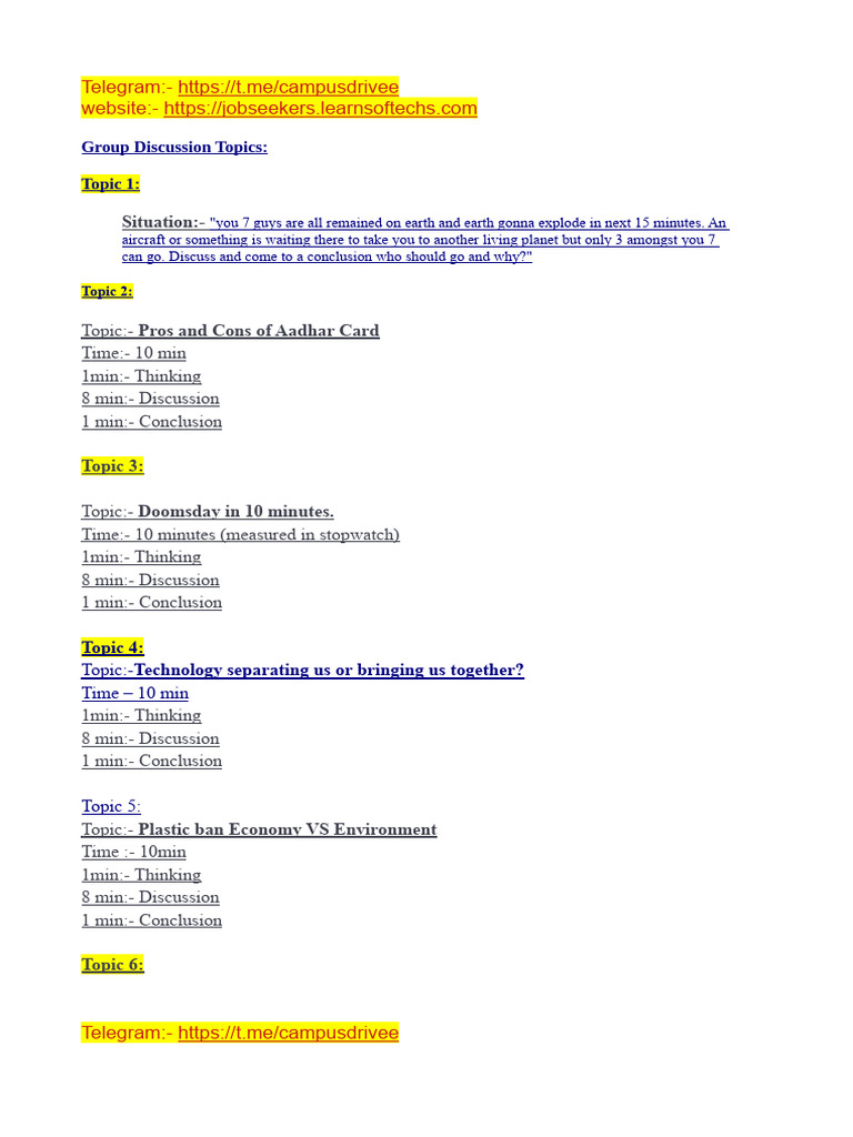 Epam Group Discussion Topics | PDF