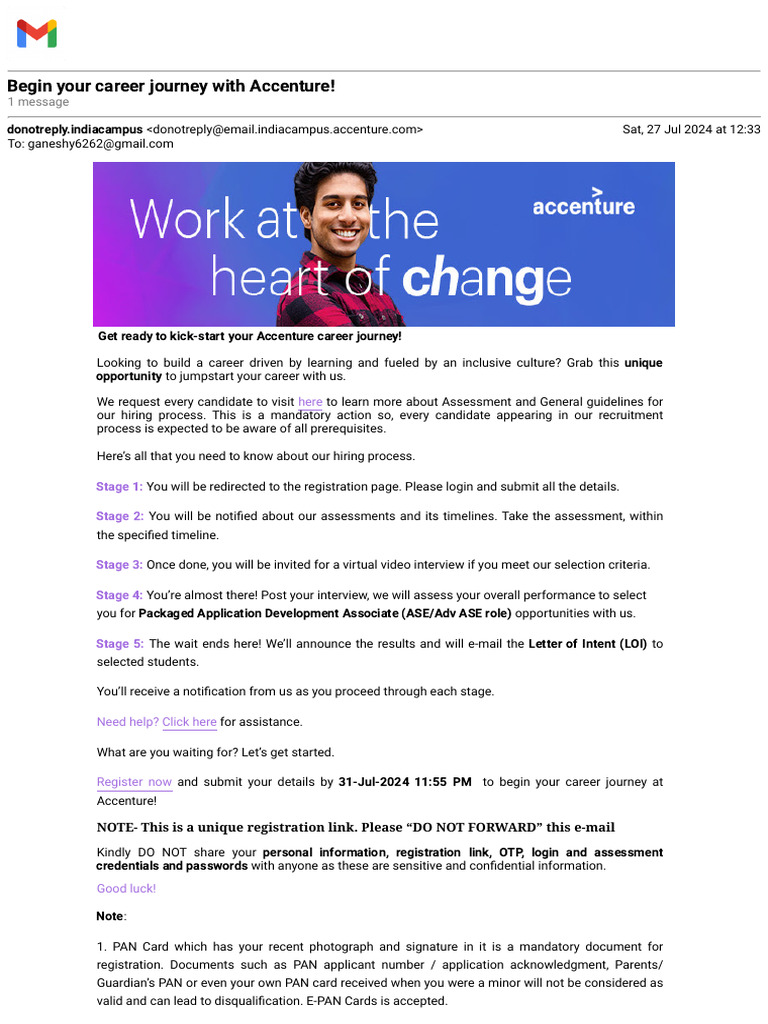 Begin Your Career Journey With Accenture!: 1 Message | PDF | Privacy ...