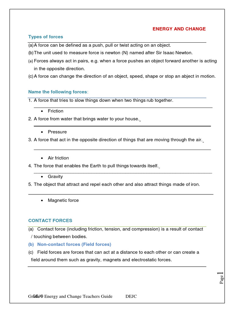 NS Grade 9 Term 3 Teacher Guide | PDF | Force | Series And Parallel ...