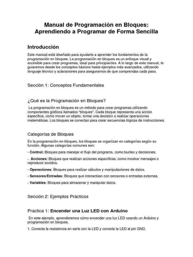 ## Manual de Programación en Bloques Aprendiendo A Programar | PDF ...