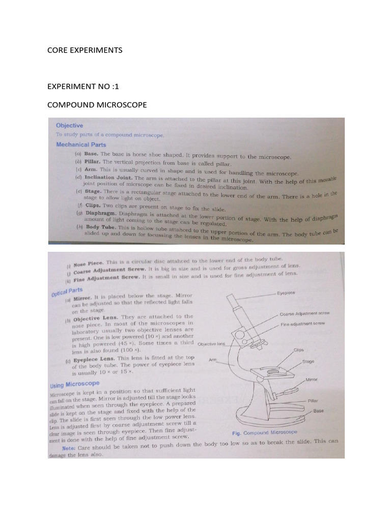 Class 11 Biology Practical Experiments | PDF