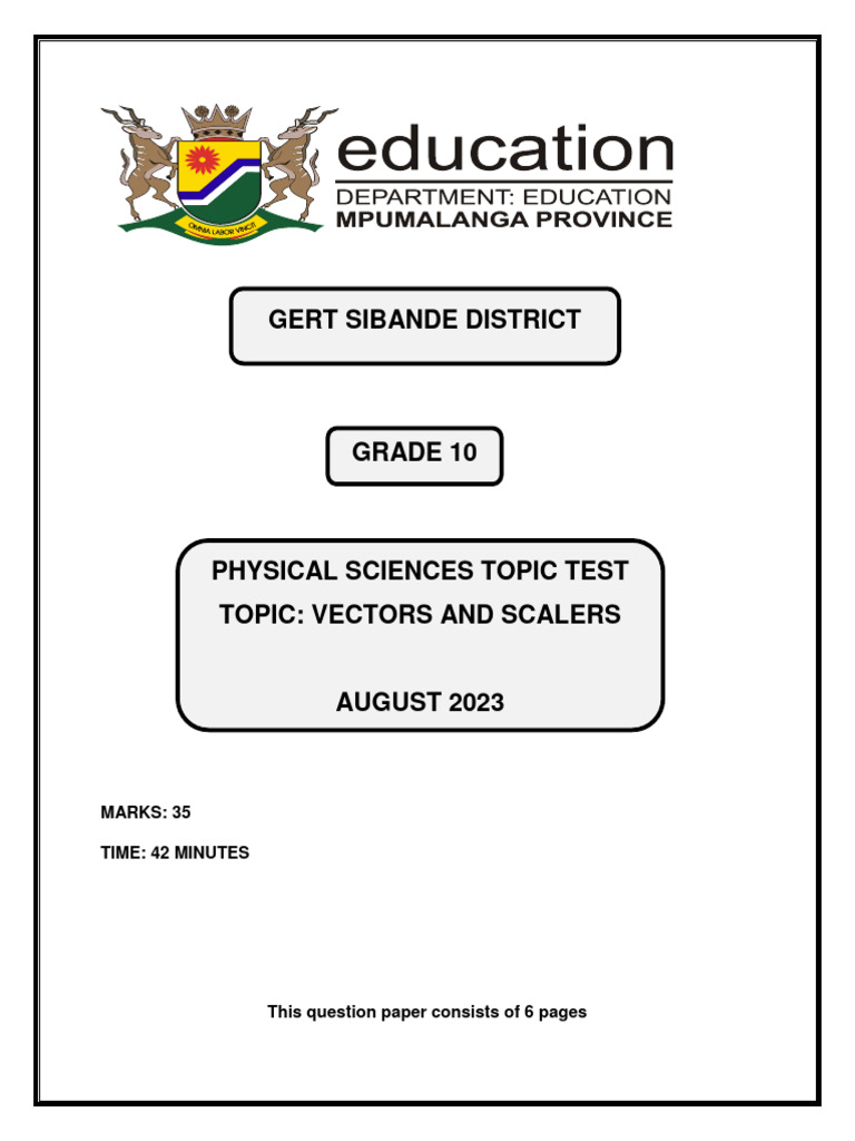 Topic Test G10 (Vectors & Scalars 2023) (F) - 2 | PDF | Force ...