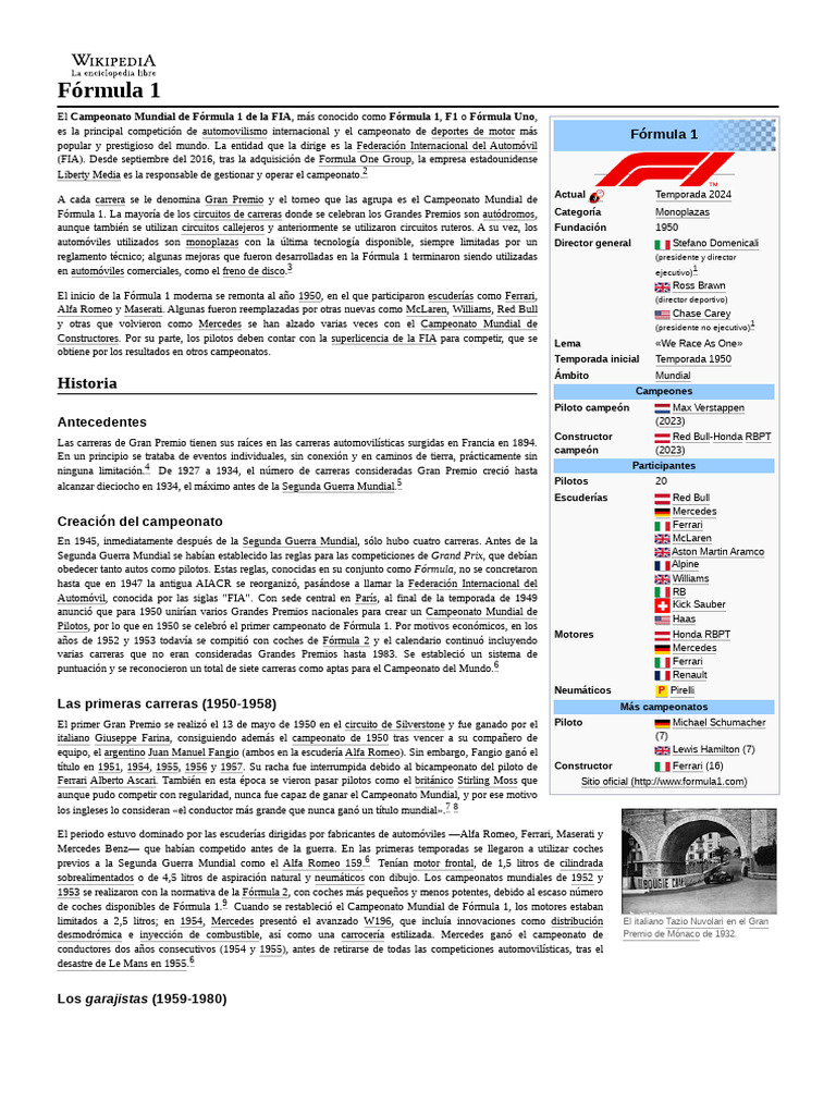 Formula 1 | PDF | Formula Uno | Automovilismo