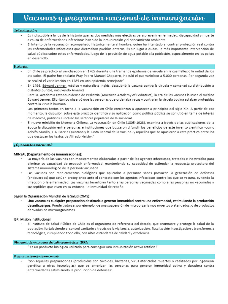 Vacunas y Programa de Inmunización en Chile | PDF | Virus | Vacunas