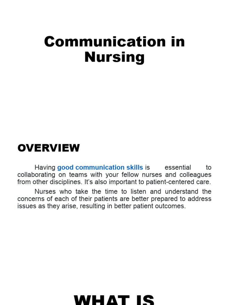 Effective Communication in Nursing | PDF | Communication | Nonverbal ...